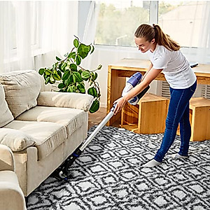 Guucha Fluffy Area Rug, Soft Plush Fluffy Carpets, Geometric Moroccan Shaggy Rugs for Living Room Bedroom Nursery Room Kids' Room, Black/White 4x6 Feet