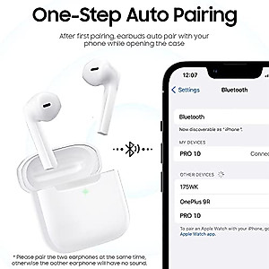 Wireless Earbuds Bluetooth 5.0 Headphones with Wireless Charging Case 36H Play Time, IPX6 Waterproof Earphones True Wireless Earbuds with Microphone, In-Ear Earbuds Deep Bass For Sports TV Phones