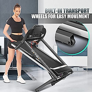 SYTIRY Folding Treadmill,10'' HD Touchscreen, WiFi, TV, YouTube and Facebook, Compact Treadmills Easy Assembly, Walking Jogging Running Machine for Family & Office Use TR060801