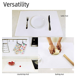 Webake Extra Large Silicone Mat For Countertop, Multipurpose Nonstick Heat Resistant Mat 23.6" x 15.7" for Baking, Rolling Dough, Fondant, Resin Expoxy, Craft, Jewerly (White)