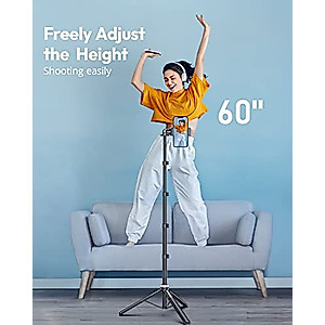 𝗡𝗲𝘄𝗲𝘀𝘁 60'' iPhone Tripod Stand, TODI Selfie Stick Tripod with Remote, Upgraded Cellphone Tripod & Gym Tripod for iPhone Compatible with iPhone 14 13 12 11 Pro Max/Samsung/GoPro/Webcam