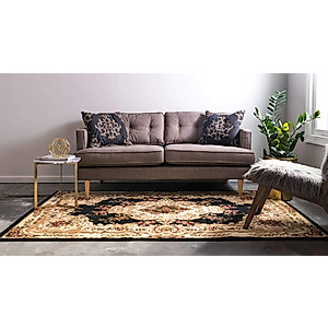 Unique Loom Versailles Collection Traditional Classic Medallion Motif Area Rug (9' 0 x 12' 0 Rectangular, Black/ Ivory)