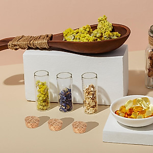 Baluue 10 pcs Glass Test Tubes, 30x80 mm Clear Borosilicate Glass Test Tubes with Cork Stoppers Good Seal for Fluids Container for Lab Use Candy Dried Flowers Storage Tubes