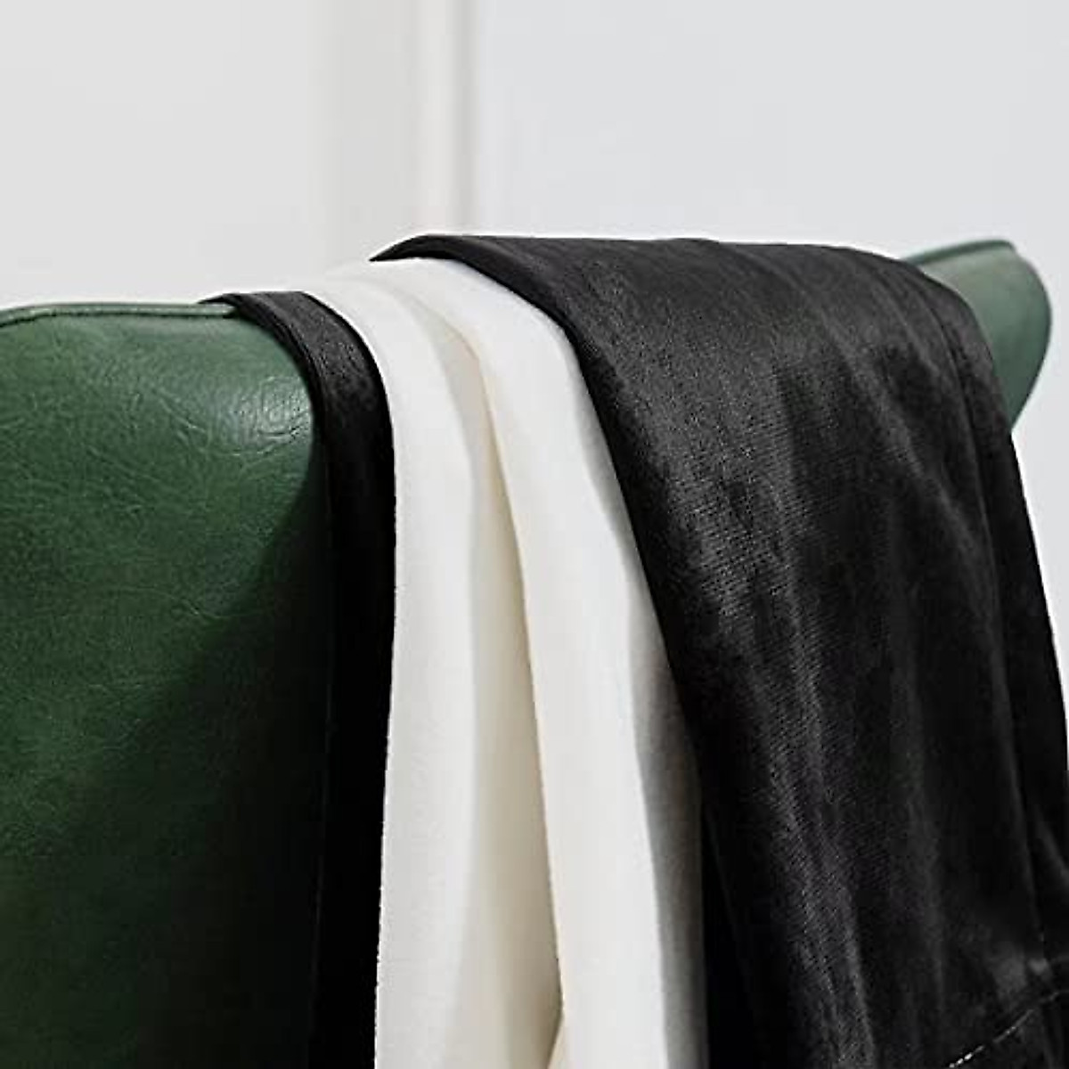 Victree Color Block Velvet Curtains for Bedroom, Patchwork Blackout Curtains 52 x 84 inch Length - Room Darkening Sun Light Blocking Grommet Window Drapes for Living Room, 2 Panels, Black and White