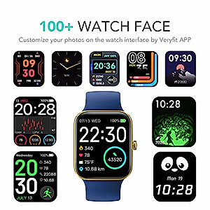 SKG Smart Watch, Fitness Tracker with 5ATM Swimming Waterproof, Health Monitor for Heart Rate, Blood Oxygen, Sleep, 1.7'' Touch Screen Bluetooth Smartwatch Fitness Watch for Android-iPhone iOS, V7