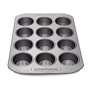 Farberware Nonstick Bakeware 12-Cup Muffin Tin / Nonstick 12-Cup Cupcake Tin - 12 Cup, Gray