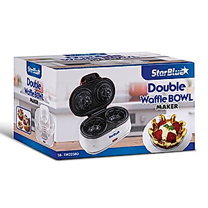 Double Waffle Bowl Maker by StarBlue - White - Make bowl shapes Belgian waffles in minutes | Best for serving ice cream and fruit | Gift ideas 110V 50/60Hz 1200W