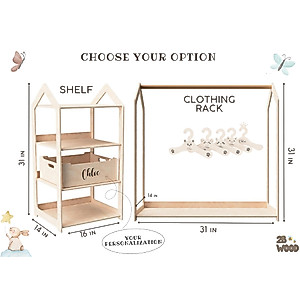 Personalized Small Clothes Rack for Hanging Clothes - Kids Dresser Dress Up Rack For Little Girls Clothing Rack for Kids Boys Toddler - Montessori Shelf Wardrobe Closet For Baby Clothes Kids Furniture