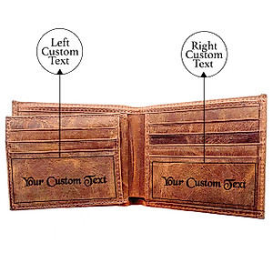 Personalized Leather Wallet for Men, Anniversary Gifts for Husband, Personalized Birthday Gifts for Dad, Boyfriend, Son, Fiance, Fathers Day Gifts, Custom Wallets for Men, Leather Men Wallet