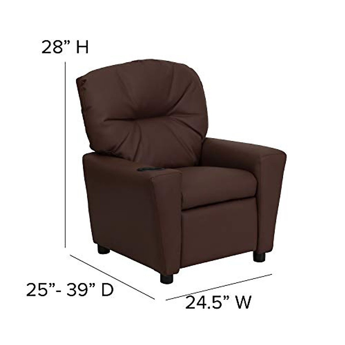 Flash Furniture Contemporary Brown LeatherSoft Kids Recliner with Cup Holder