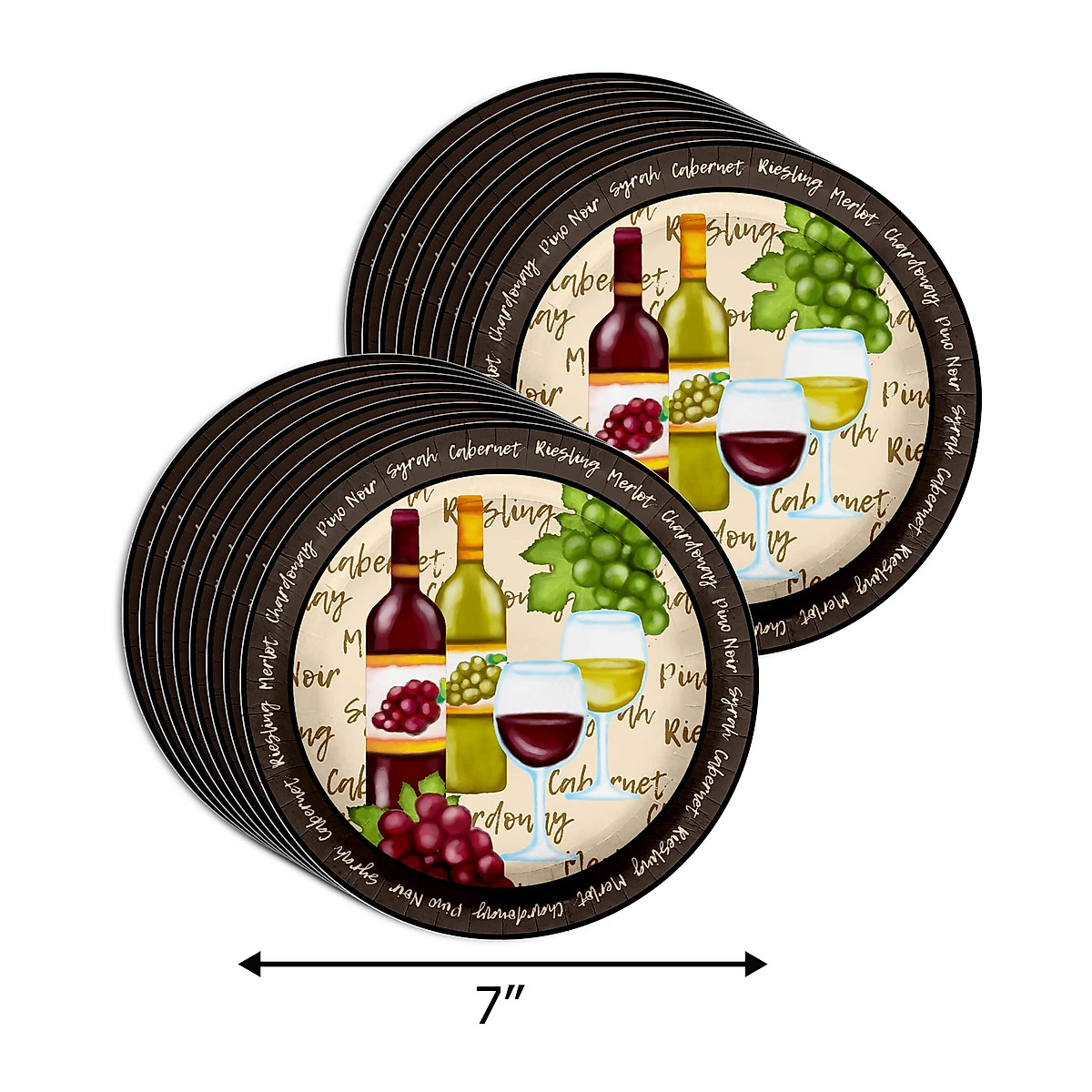 Birthday Galore Paint and Sip Party Supplies - 64 Piece Disposable Tableware Set For Bridal Shower - Wine Paper Plates Napkins Cups - Kit for 16