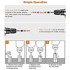 Raynesys Damaged Screw Extractor Set, 22 PCS Easy Out Stripped Screw Extractor Kit, Alloy Steel Screw Remover for Home DIY Garden Wood Extractor,with Magnetic Extension Bit Holder and Socket Adapter