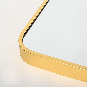 Square Rounded Corners Full Length Mirror Floor Mirror, Bedroom Mirror ，Dressing Mirror with Gold Aluminum Alloy Frame，65" x 22"