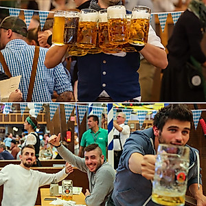 JINGTONG 5 Packs Oktoberfest Pennant Banner Flag, 150 Feet Double Side Oktoberfest Bavarian Party Blue White Check Decorations Flags For Bavarian Beer Outdoor Indoor Decor