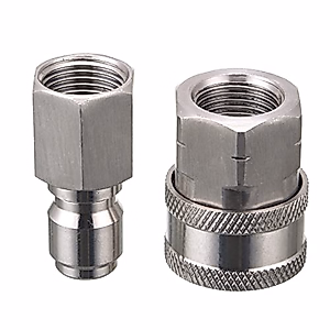 RIDGE WASHER Pressure Washer Adapter Set, 3/8 Inch Quick Connect Kit, Stainless Steel Female NPT Fitting, 5000 PSI, 2-Pack
