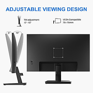 SANSUI Monitor 22 inch IPS Panel 1080p FHD 75Hz Computer Monitor with HDMI VGA, Ultra-Slim Bezel Ergonomic Tilt Eye Care LED Display for Home Office (ES-22F1 HDMI Cable Included)