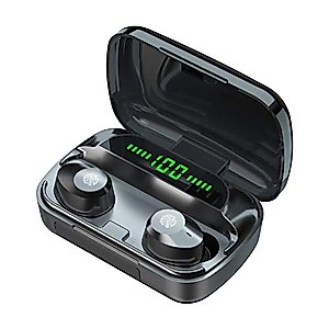 Gaweb Earphones, M5 TWS Bluetooth 5.1 Wireless in-Ear Earbud Earbud Headset with LED Digital Display for Home Gym Office - Black
