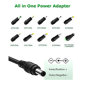Arkare 12V 1A AC/DC Power Supply Adapter 12Volt Replacement Power Cord Wall Charger AC 100V-240V to DC 12Volt 1Amp 0.5A Transformer for Security Camera BT Speaker GPS Webcam Router Scanner with 10TIPS