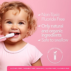 ORL Organic & Natural Bubblegum Toothpaste. Natural Safe Formula Uniquely Created to Clean Your Child’s Mouth, Helps Whiten Their Teeth Without Harmful Ingredients. Fluoride Free.