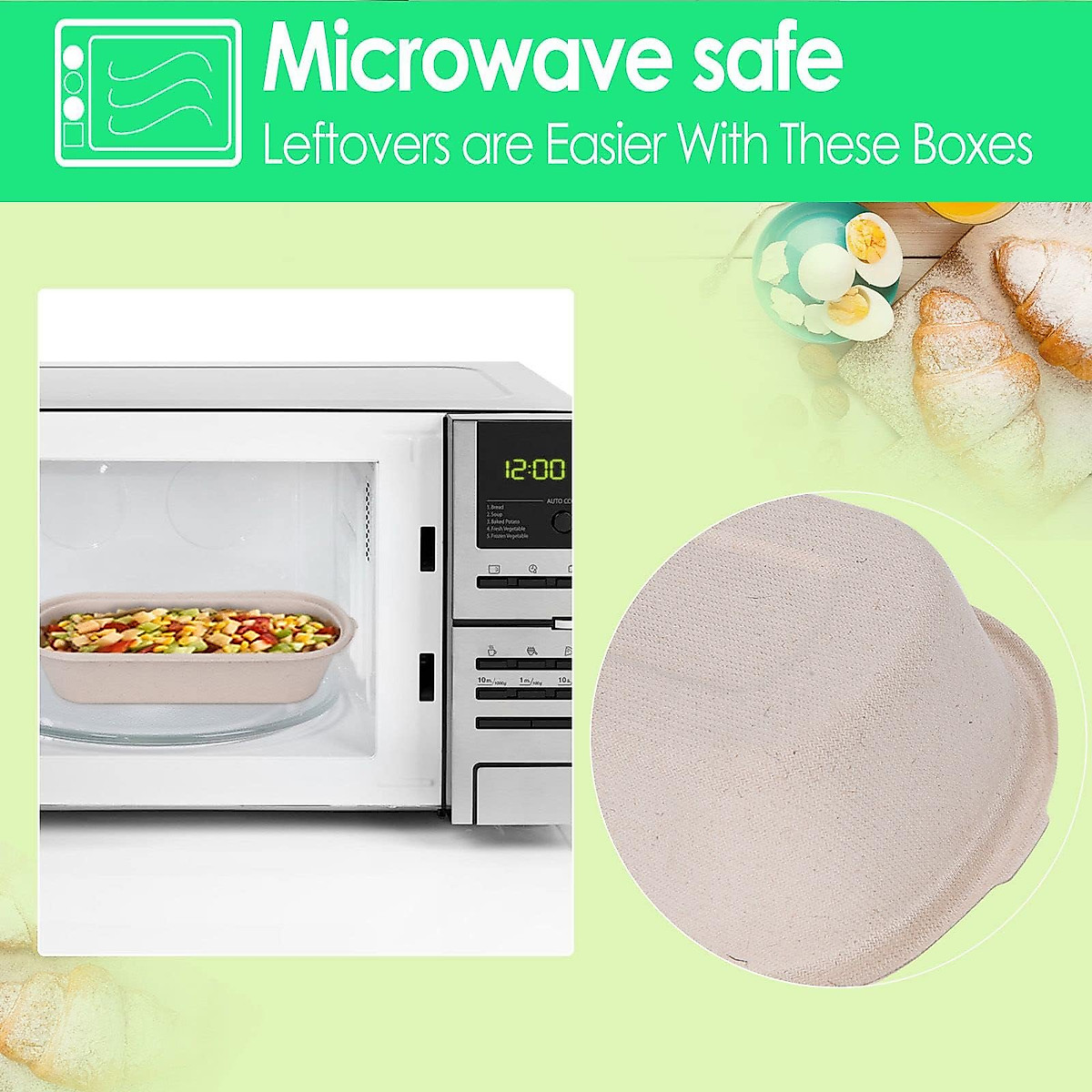 Kaderron 35 oz 50 Pack Large Paper Bowls with Lids, Disposable Bowls Bulk Leakproof and Microwave Safe for Hot/Cold Use