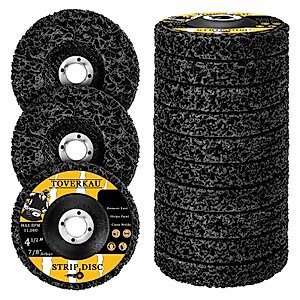 TOVERKAU 10 Pack 4.5 inch Strip Discs for Angle Grinder, Wire Stripping Wheel Paint Remover for Metal Surfaces, Abrasive Wheels Grinding Discs for Rust Welds Oxidation (4-1/2" x 7/8")