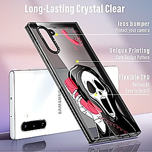 Toycamp for Note 10 Case, Cute Funny Skull Skeleton Design for Women Girls Boys Teens for Galaxy Note 10 Cases, Cute Cartoon Black Face Print Cover for Samsung Galaxy Note 10 Case, 6.3''