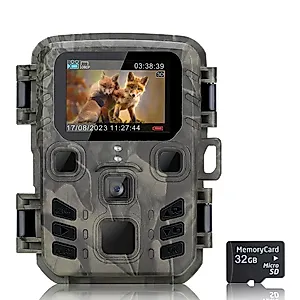 SuntekCam Mini Trail Camera 1080P 24MP Game Camera with Night Vision Motion Activated IP65 Waterproof, Trail Cam with 0.2s Trigger Speed and 65FT Distance for Wildlife Monitoring