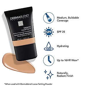 Dermablend Smooth Liquid Foundation with SPF 25, 30N Camel, 1 Fl. Oz.