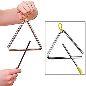 E-outstanding Rhythm Steel Triangle 2PCS 5 Inch Musical Steel Triangles Percussion Instruments with Strikers