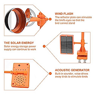 Tofficu Bird Animal Outdoor Devices Solar Powered Bird Deterrent Devices Bird Spinning Reflectors for Garden Farm