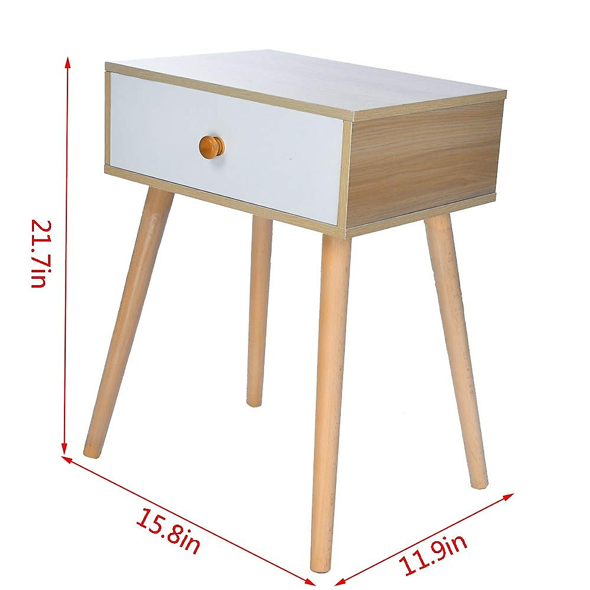 Toxz office products Modern Log Bedroom Livingroom Storage Cabinet Table,Drawer Cabinet,Solid Wood Legs,Display Desk,Anti-Slip Mat,Wood Grain Color(Ship from US!)