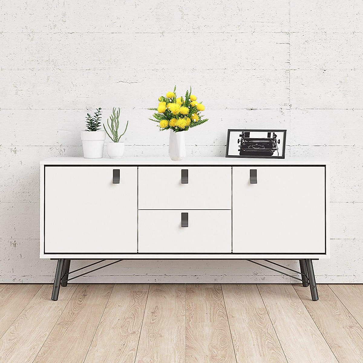 Artificial Flowers, for Christmas Plastic Plants Dandelion Shrubs Grass Fake Bushes Home Garden Office Room House Outdoor Indoor UV Resistant Wedding DIY Decor Planter Filler Decoration Yellow, 4 Pack