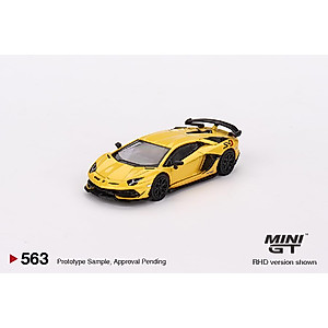 True Scale Miniatures Model Car Compatible with Lamborghini Aventador SVJ Giallo Orion Limited Edition 1/64 Diecast Model Car MGT00563