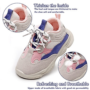 HONGTEYA Baby/Toddler Boys Girls Sneakers Running/Walking Tennis Shoes for Kids Girls Strap Athletic Shoes (Purple Size 6).