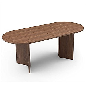 KEVINSPACE Modern Oval Dining Table, 78 Inch Wood Kitchen Table with Double Pedestal Base, Rustic Farmhouse Walnut Home Desk for Living Room, Dining Room