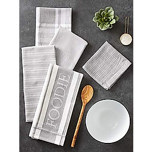 DII Everyday Collection Foodie Kitchen Set, Dishtowel & Dishcloth, Light Gray, 5 Piece