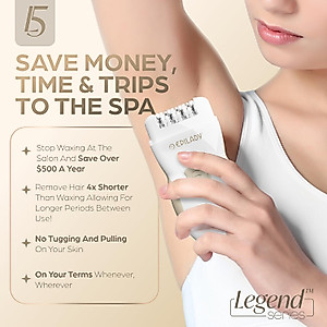 Epilady Legend 5 Rechargeable Epilator, 56 Tweezers, Dual Speed, Full-Body Epilator for Women, Auto Shut Off, Travel Case, Cleaning Brush