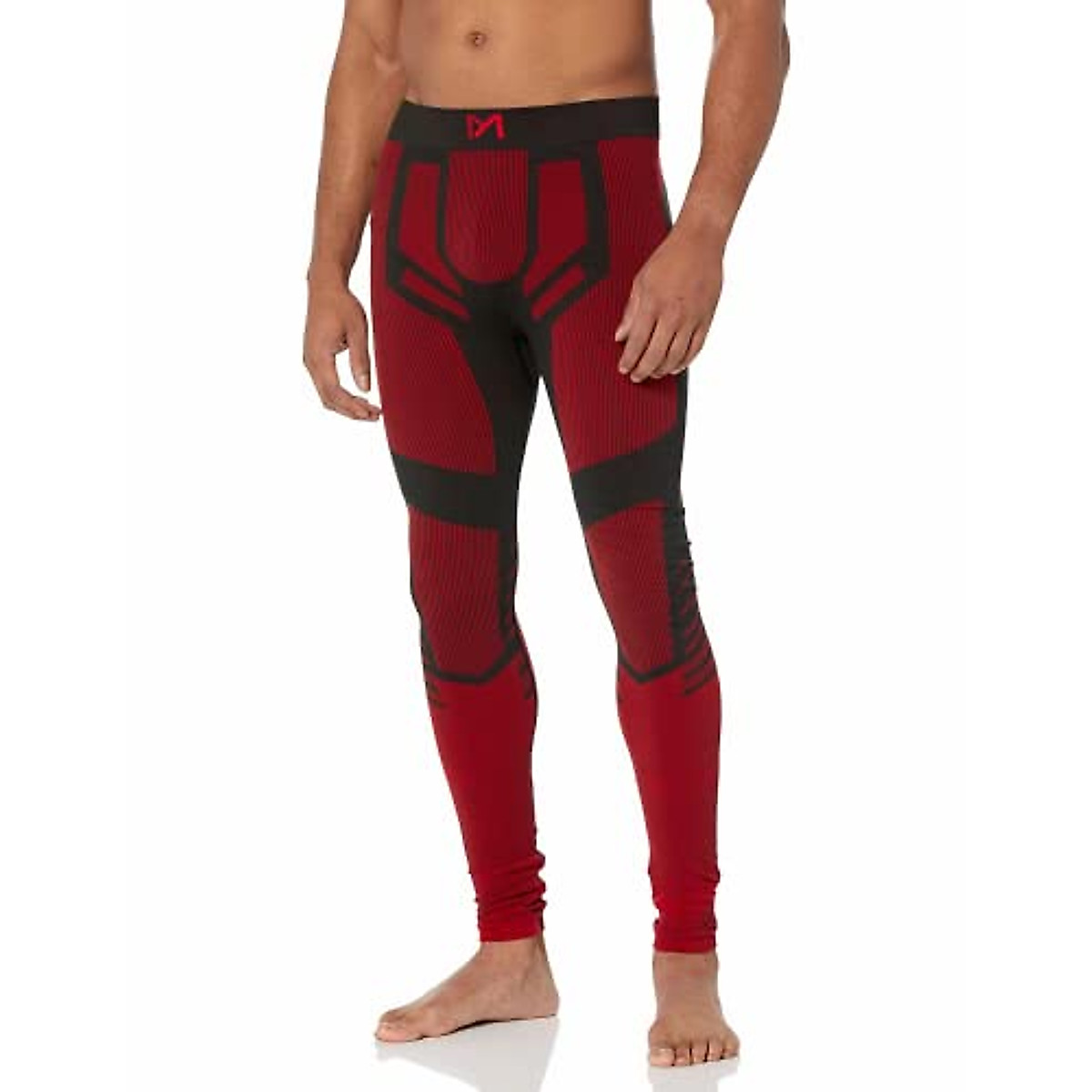 MeetHoo Men's Thermal Underwear Set Seamless Compression Base Layer Winter Gear Sports Long Johns Bottoms, Red, Large