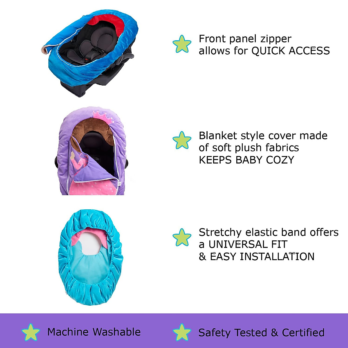 Car Seat Cuties, Baby Car Seat Cover, Stretchy Universal Fit Infant Car Seat Carrier Cover for Baby Boys and Girls, Soft & Warm Baby Blanket Style Car Seat Cover, Infant Costume (Fairy)