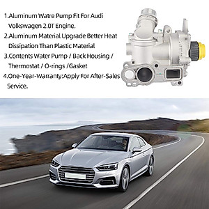Dasbecan Aluminum Electric Engine Water Pump Assembly Replaces# 06H121026CQ 06H121026AB Compatible with Audi A3 A4 A5 A6 Q3 Q5 TT VW Beetle CC Eos GTI Jetta Passat Tiguan 2.0L 2.0T