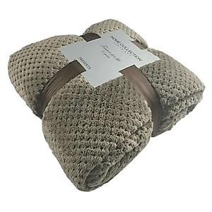 Soft Flannel Bedspread Sofa Throw Blanket Portable Car Travel Cover Warm Blanket Christmas New Year Gift (180CMX200CM, Coffee)
