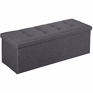 ZENY 43.3 inches Folding Storage Ottoman Bench Storage Chest Footrest with Foam Padded Seat, Great for Bedroom, Entryway and Living Room, Holds up to 660 lb, Dark Gray