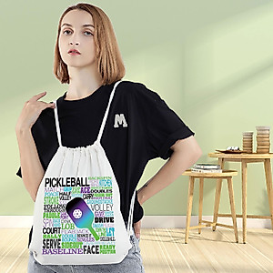 LEVLO Pickleball Women Canvas Tote Bag Gift For Pickleball Player Pickleball Shoulder Bag For Pickleball Lover (Pickleball DB)