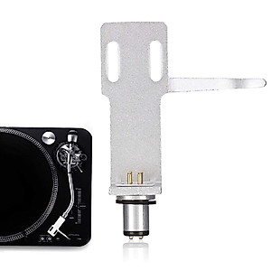 Mugast Phono Headshell Kit,6.4CM Aluminum Alloy Turntable Cartridge Phonograph Player Record Player Headshell,Include 4 Pcs Cables and 2 Pcs Screws (Silver)