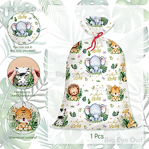 Large Baby Shower Bags Safari Jungle Animals Gift Bags Plastic Present Bag Gift Wrap Baby Shower Gender Reveal Party Birthday Party Favors Supplies with Ropes 36 * 48 Inch