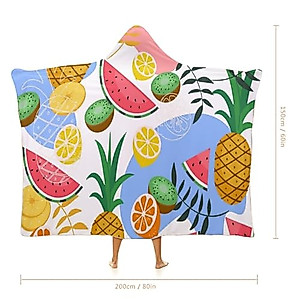 TaoYTao 60"x80" Women Summer Fruit Pattern Blanket Hoodie, Foldable Wearable Funny Hooded Blanket Robe Cloak, Christmas Birthday Gifts Anniversary For Wife Girlfriend Women