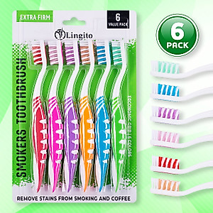 Extra Firm Toothbrush, Hard Bristle Toothbrush Set for Adults or Smokers Travel Toothbrush Kit, Hard Multicolor Denture Brush, Large Head, Manual Travel Toothbrush Hard Bristles