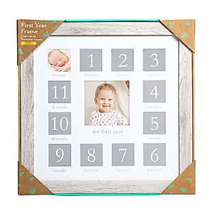 Kate & Milo My First Year Frame, Newborn To First Birthday Photo Frame, Baby Keepsake Nursery Frame, Rustic Wood