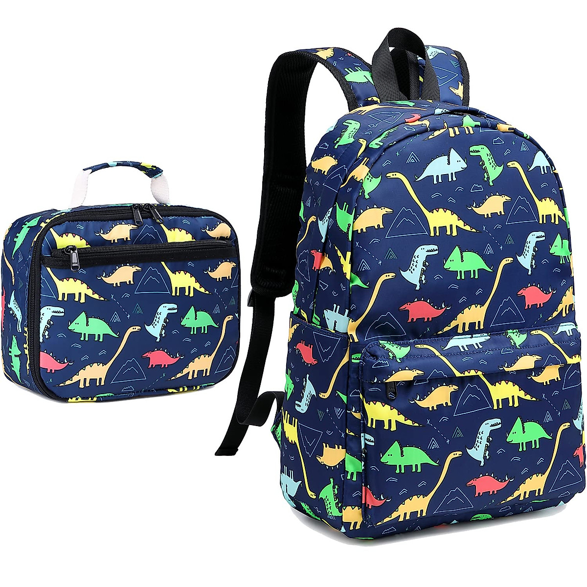 CAMTOP Backpack for Kids, Boys Preschool Backpack with Lunch Box Toddler Kindergarten School Bookbag Set (Y025-2 Dino-Navy Blue)