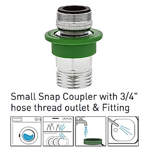 Quick Connect Hose to Faucet Coupler and Fitting Dual Thread by 3/4 in. Brass MGH Good for Portable Appliances Snap Fit (Small Fitting & Coupler)